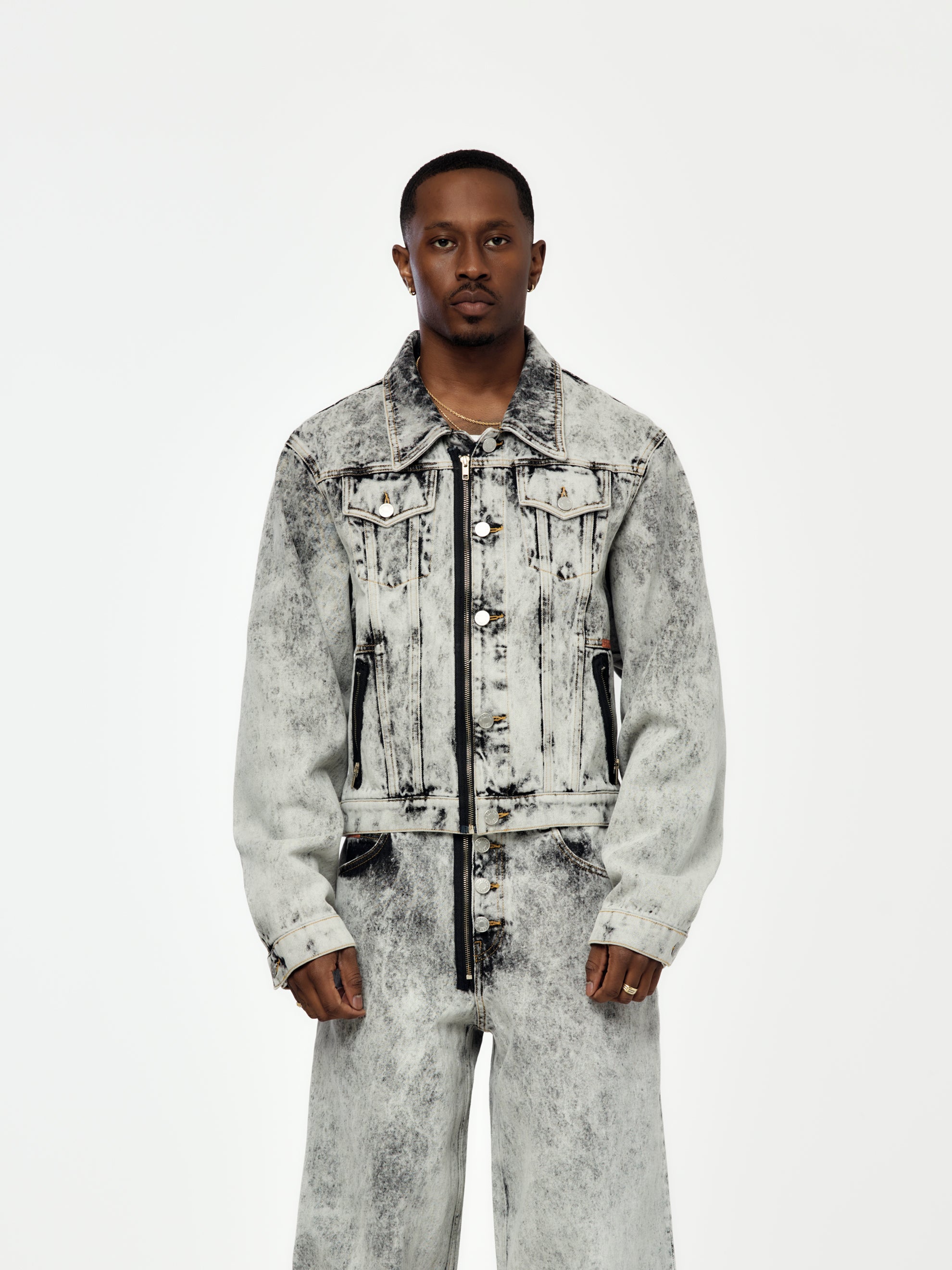 Martine Rose Zip Front Denim Jacket (Grey) - UNION LOS ANGELES